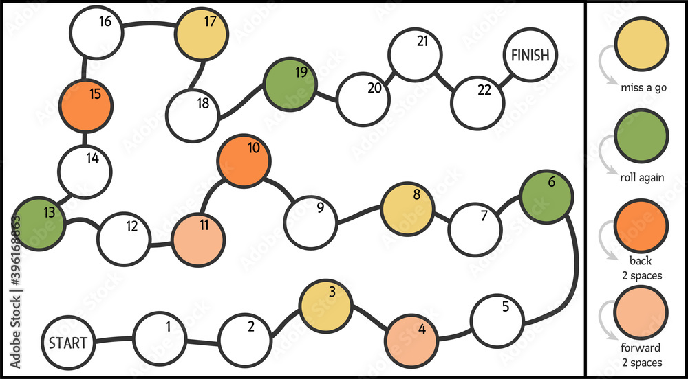 Vector boardgame template. Blank black and white board game isolated on ...