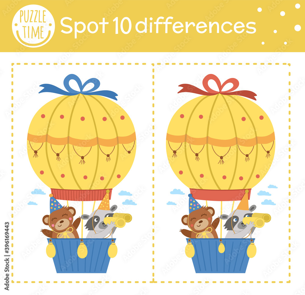Birthday party find differences game for children. Holiday educational ...