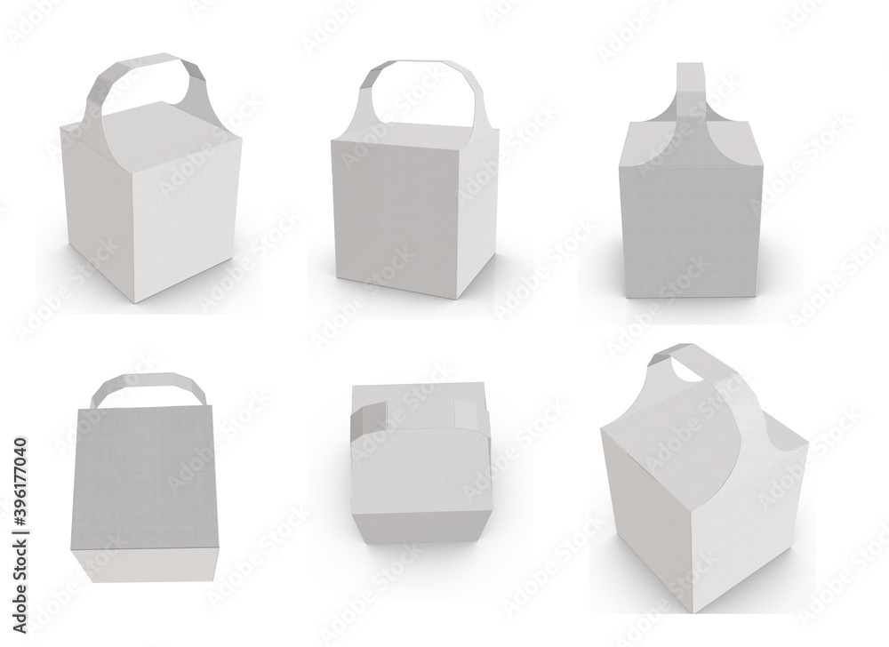 3D rendering - High resolution image white custom carrier box template ...