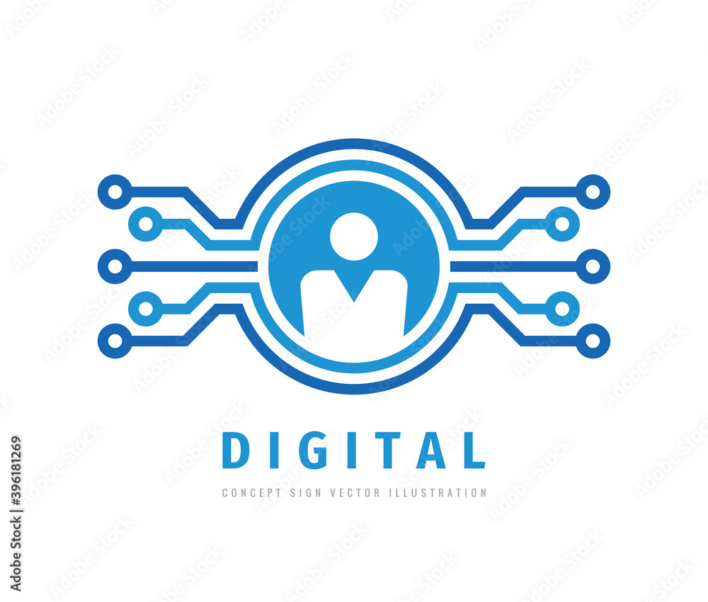 Digital business concept logo design. Manager communication logo sign ...