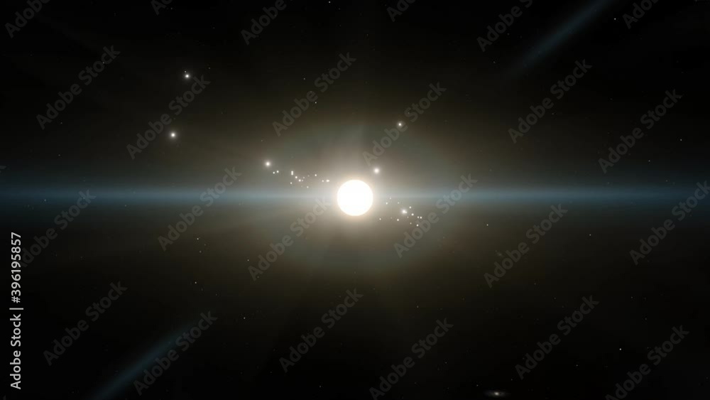 Interstellar space travel universe. 4K 3D animation in outer space ...