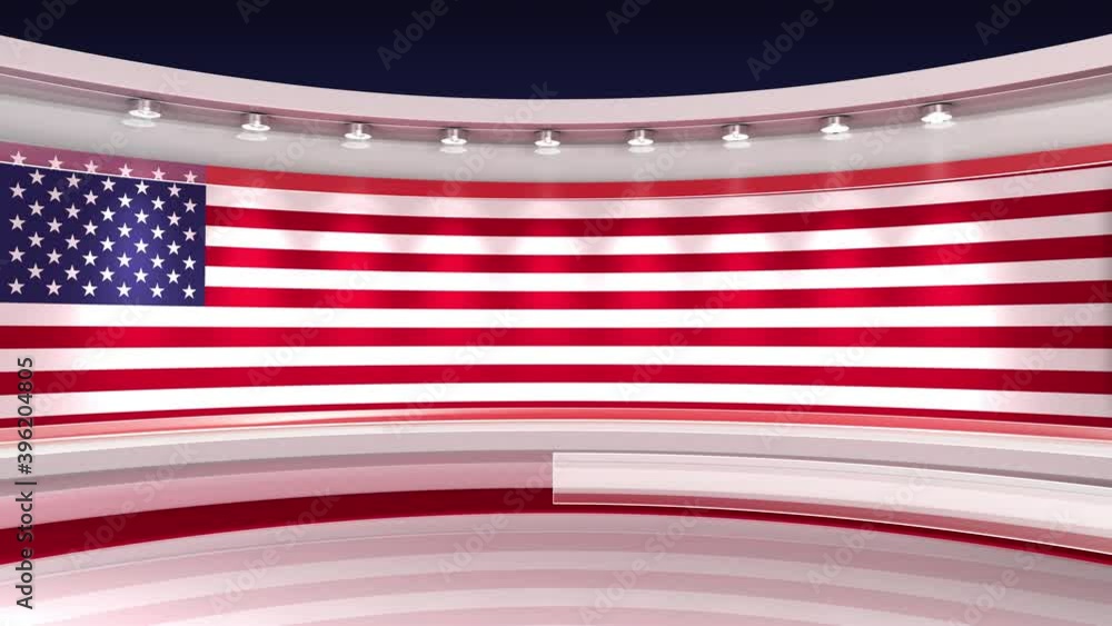 Tv studio. News room. Studio Background. Usa flag. Flag background ...