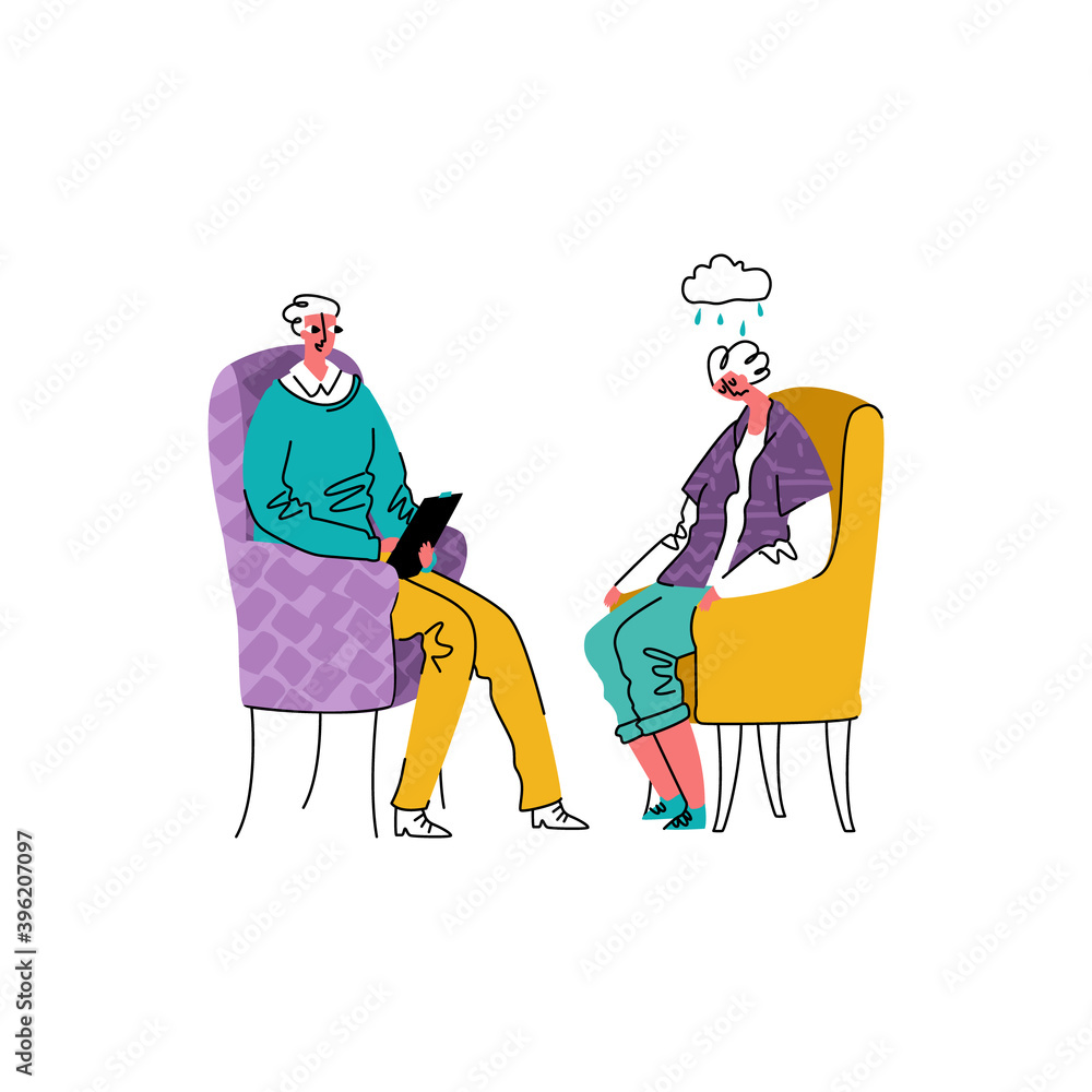 Vector illustration with reception from psychologist, psychotherapist ...