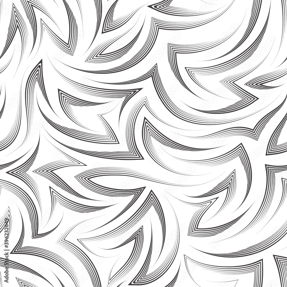 Vector seamless pattern of smooth lines and corners drawn with a black ...