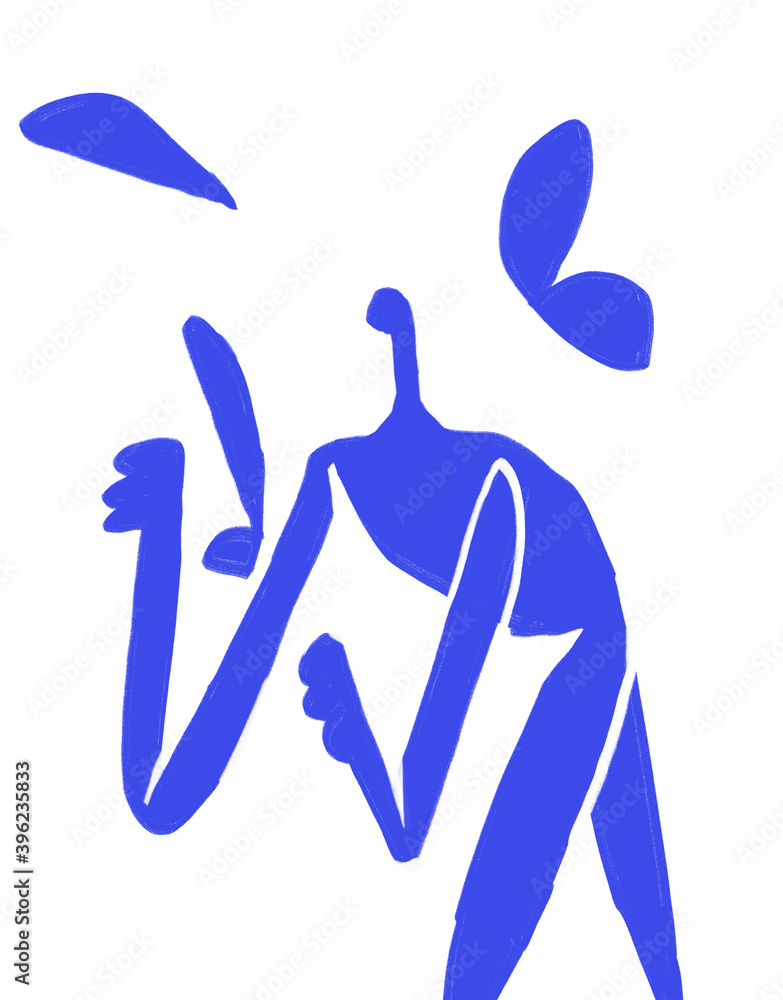 Blue body figure shape, modern and abstract shape for print. Trendy ...