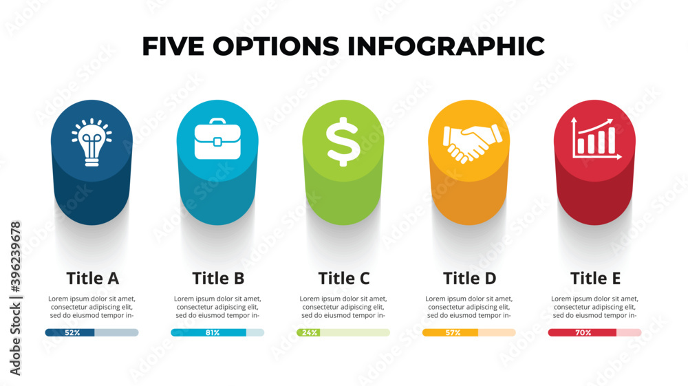 3D Vector Perspective Infographic. Presentation slide template. 5 step ...
