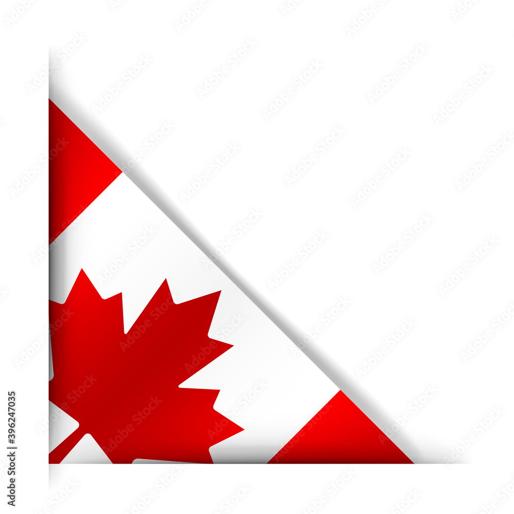 Flag of Canada. Realistic flag of Canada. Corner tape. Isolated on a ...