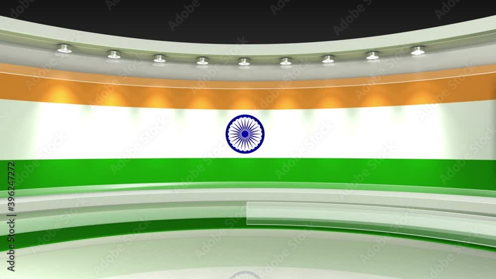 Vidéo Stock TV studio. India. Indian flag studio. Indian flag ...