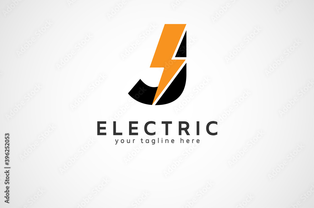 Letter J Electric Logo, letter J and lightning bolt combination, tunder ...