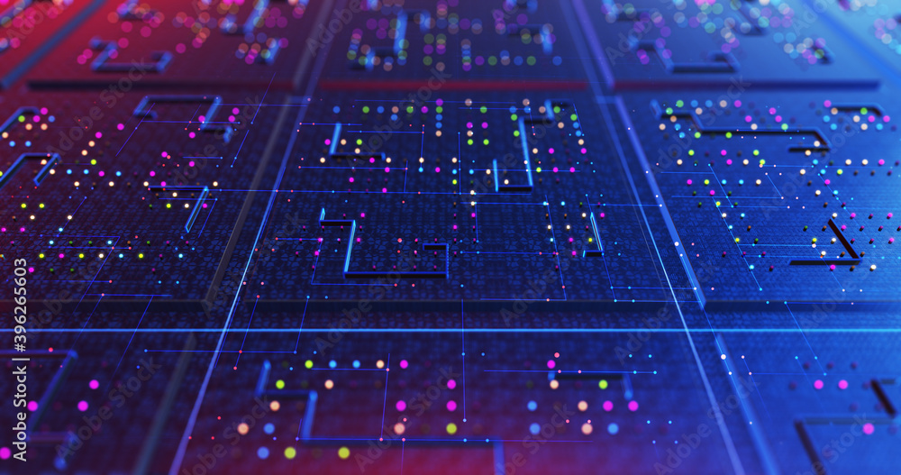 High Tech Futuristic AI Processor. Processing Data In Real Time ...