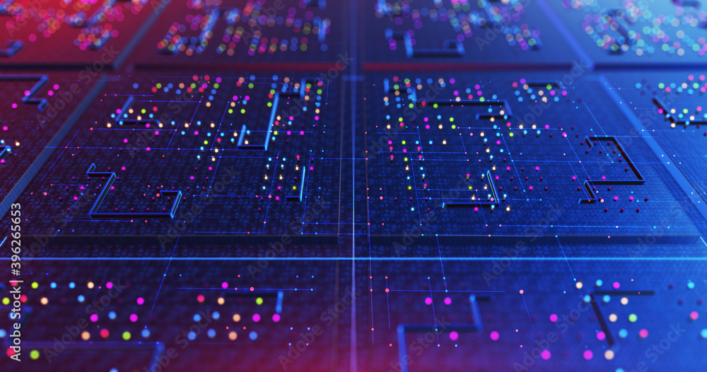 High Tech Futuristic AI Processor. Processing Data In Real Time ...