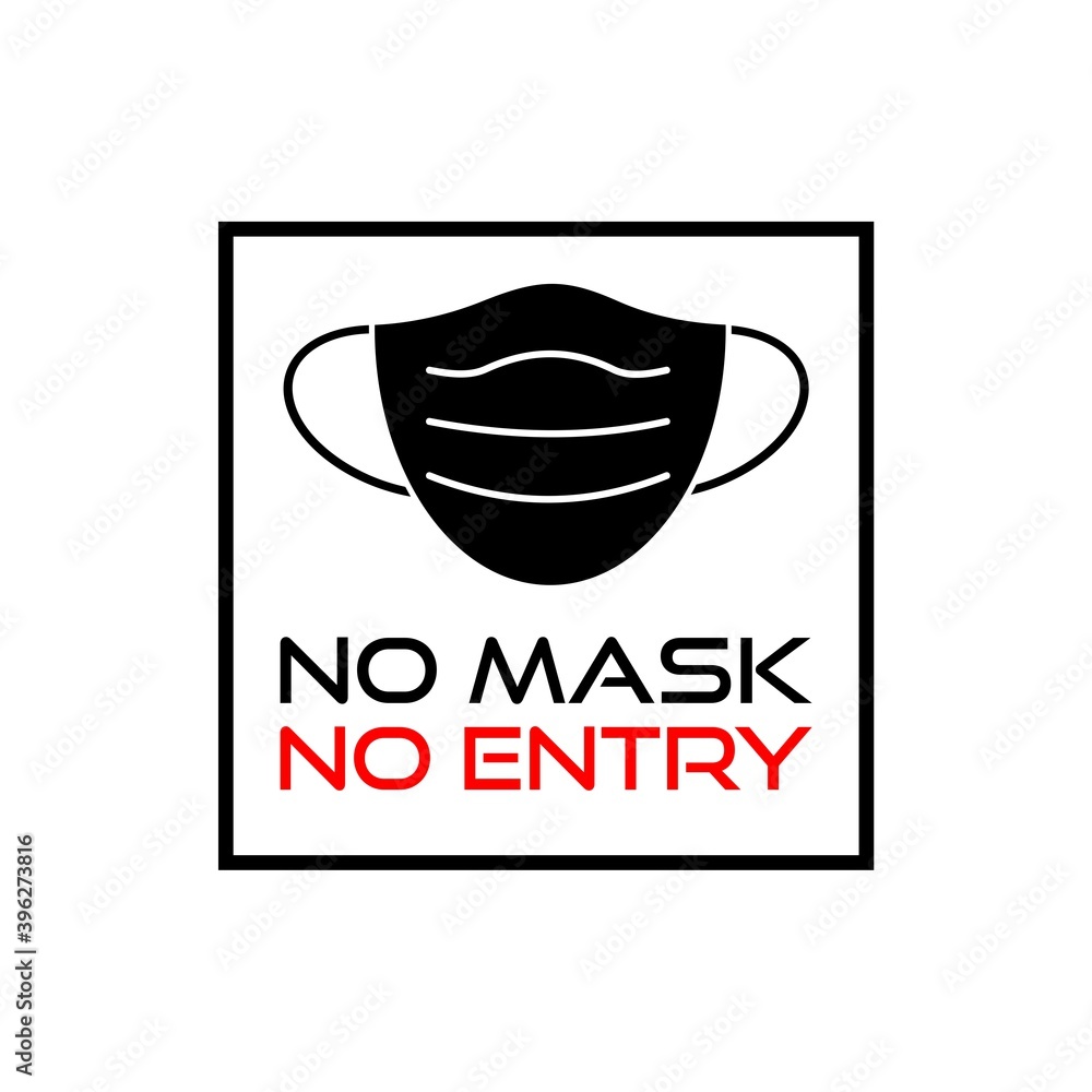No mask no entry sign isolated on white background Stock Illustration ...