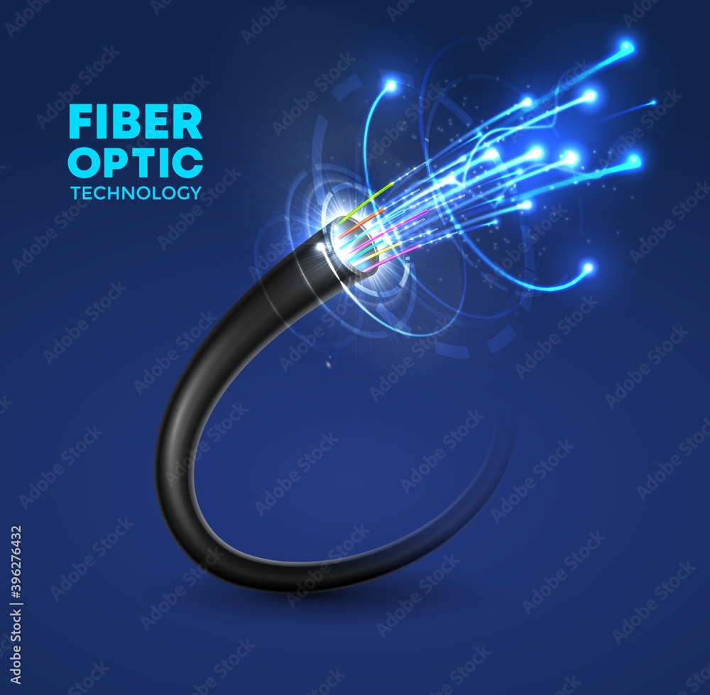 Fiber optic cable technology vector design of internet, network, speed ...