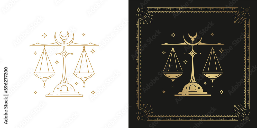 Zodiac libra horoscope sign line art silhouette design vector ...