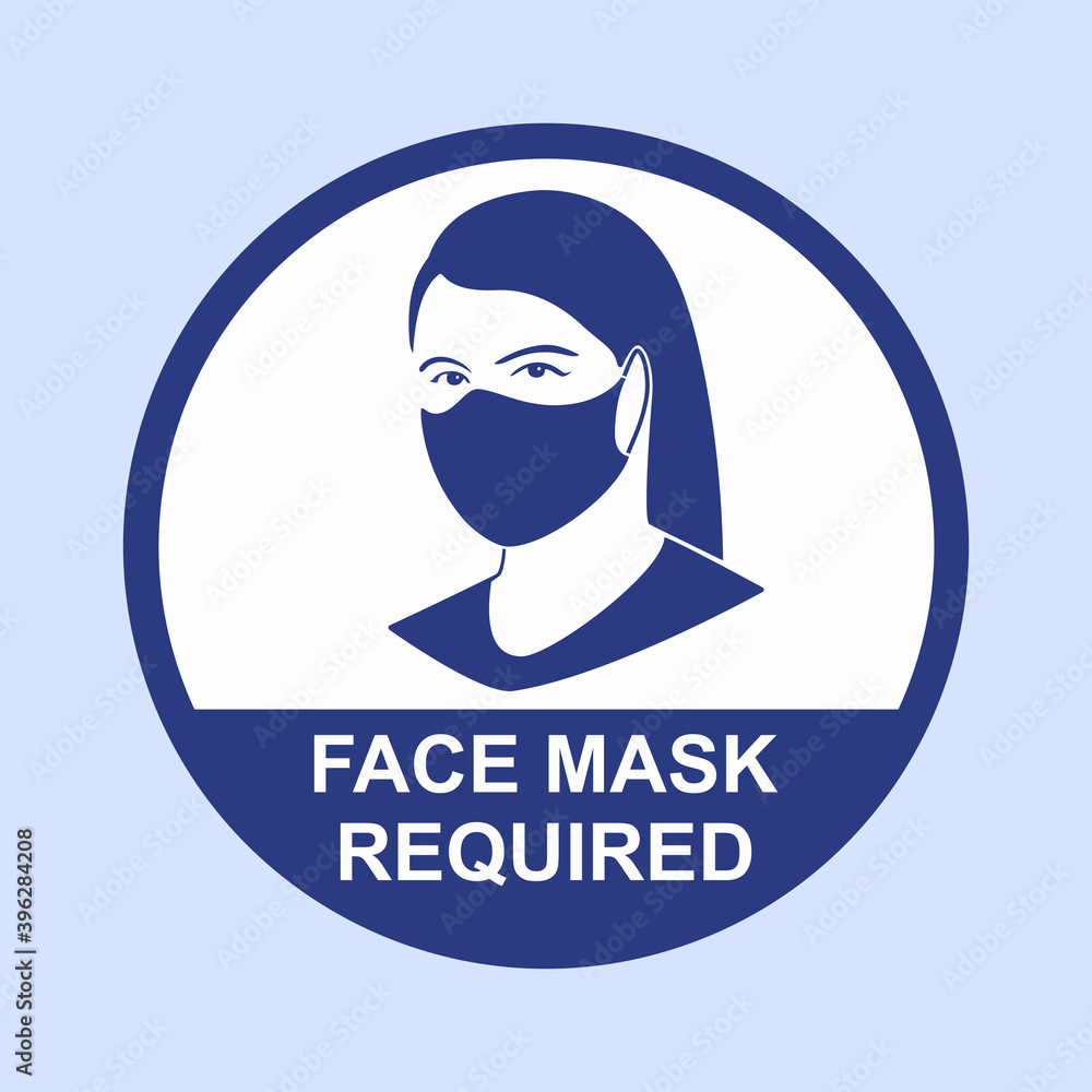 Infographic sign required face mask. Mandatory requirements for shops ...