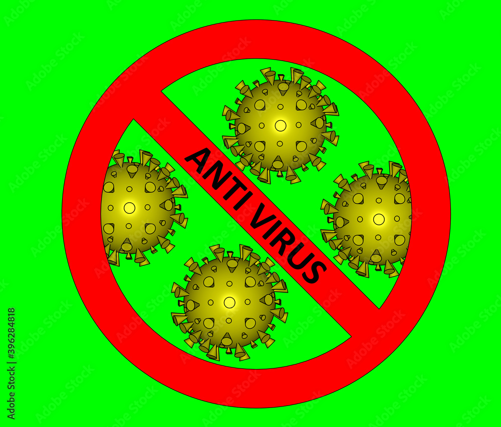Antivirus for covid, prohibition symbol for bacteria, viruses, covid19 ...
