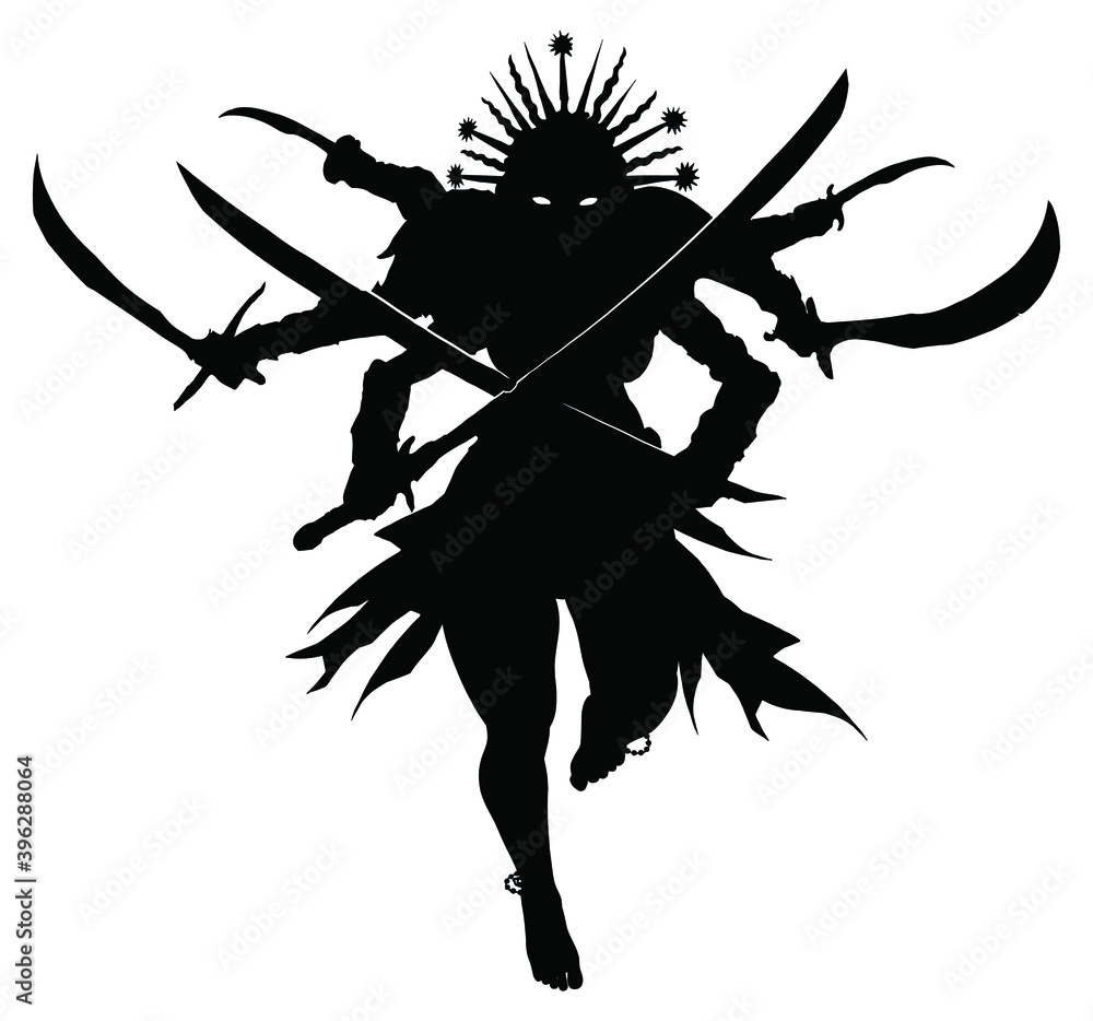 Photo & Art Print An enraged Indian multi-armed goddess Kali, rushes ...