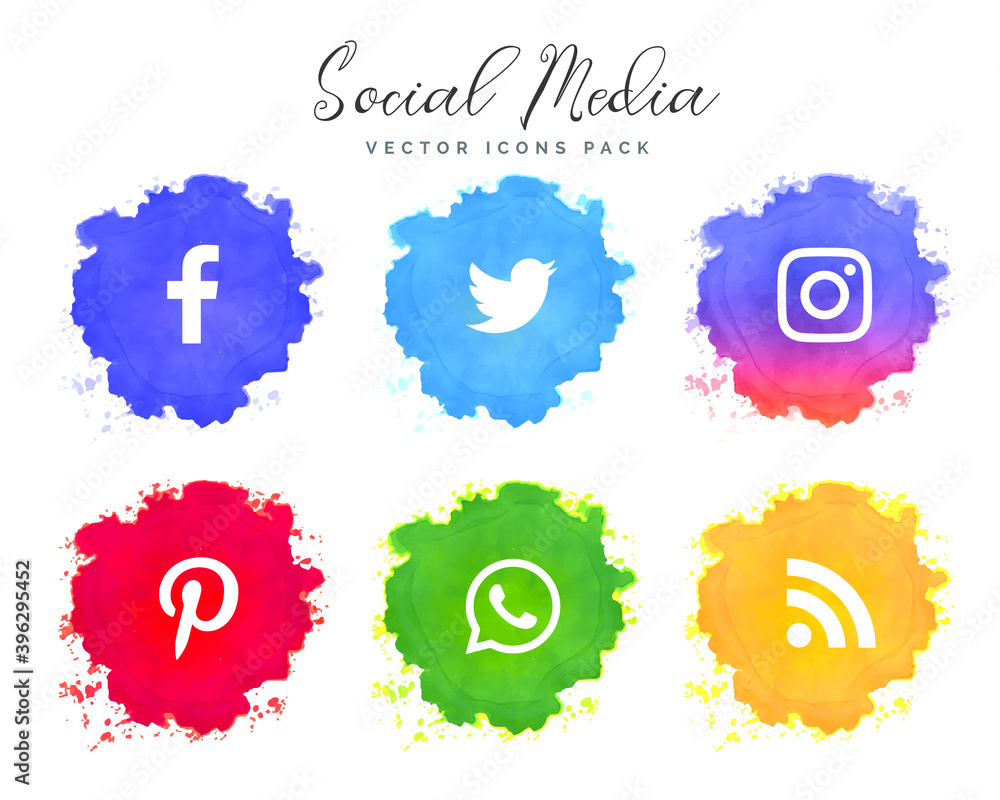 Watercolor Social Media Icons