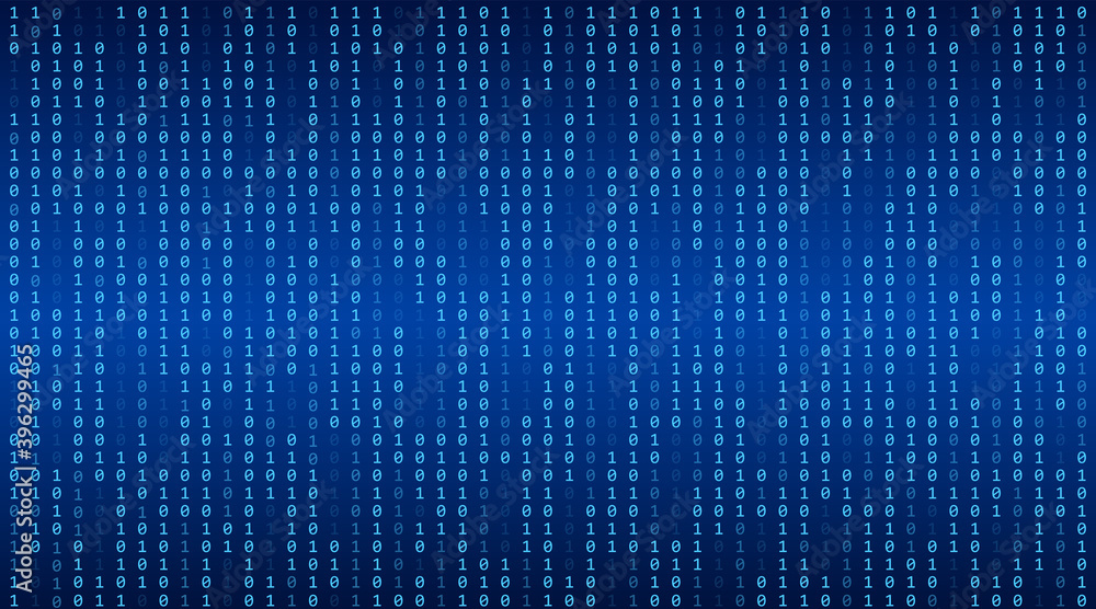 Blue matrix background. Stream of binary code. Falling numbers on dark ...
