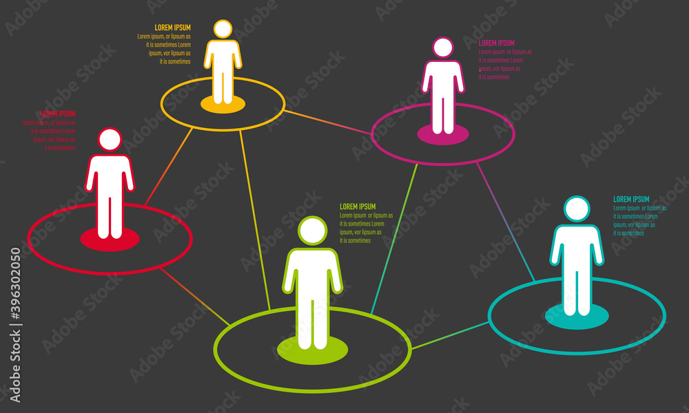 People connectivity, connection chart with business people icons ...