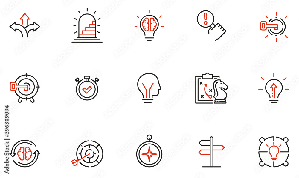 Vetor de Vector Set of Linear Icons Related to Decision-Making Process ...