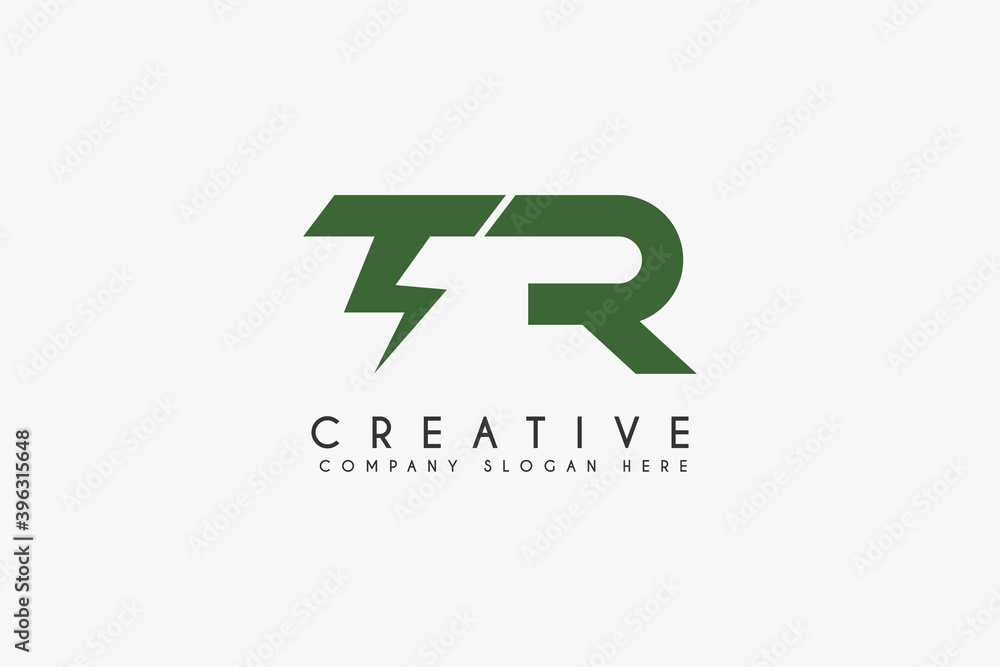 Initial letter TR lightning logo design vector illustration. Letter TR ...