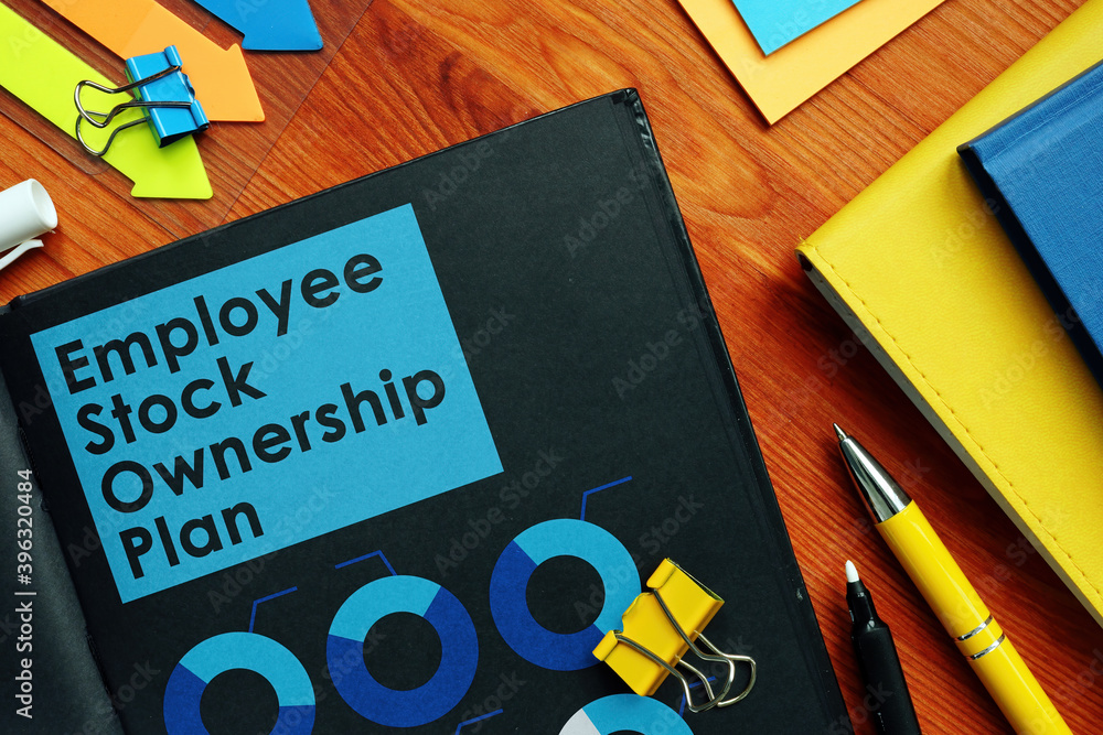 Employee Stock Ownership Plan ESOP and charts on the black pages. Stock ...