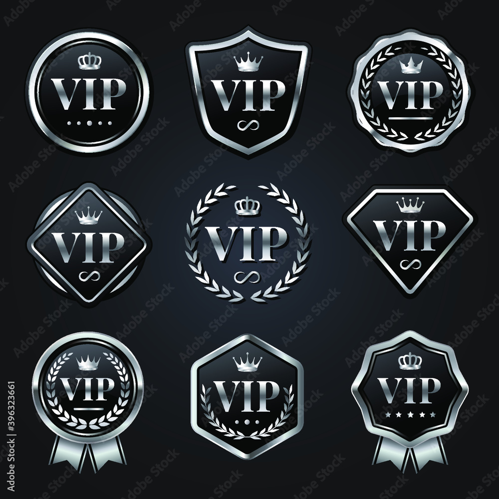set of VIP silver badge labels Stock Vector | Adobe Stock