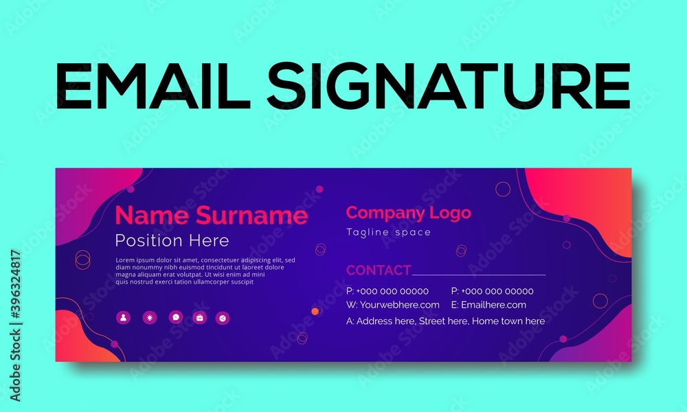 Personal email signature template, Colorful gradient email signature ...