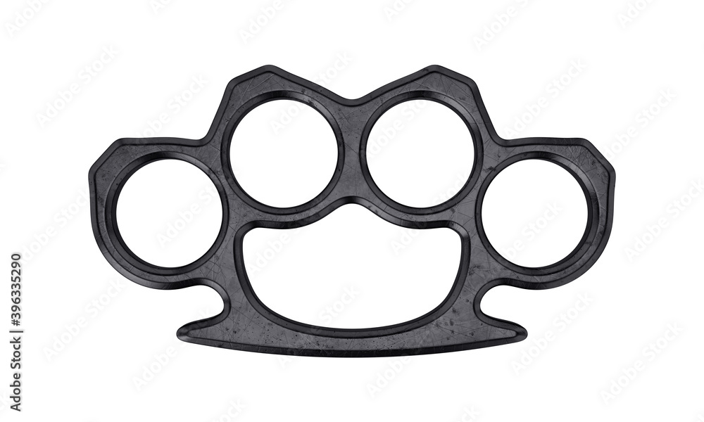 Black brass knuckles on a white background, 3D render Stock ...