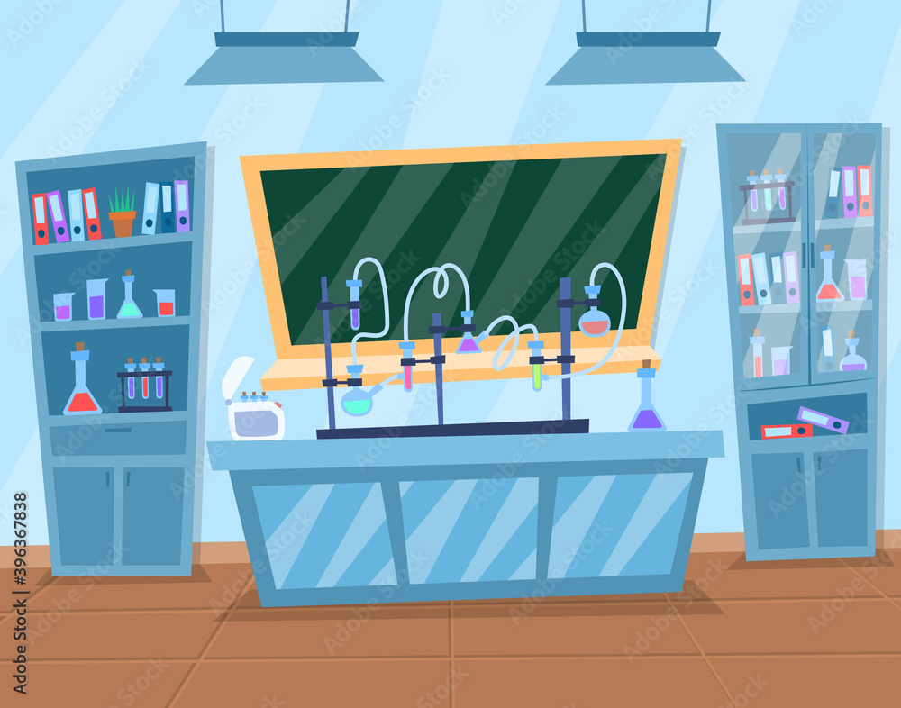 Cartoon Color Chemical Lab Interior Inside Concept. Vector Stock Vector ...