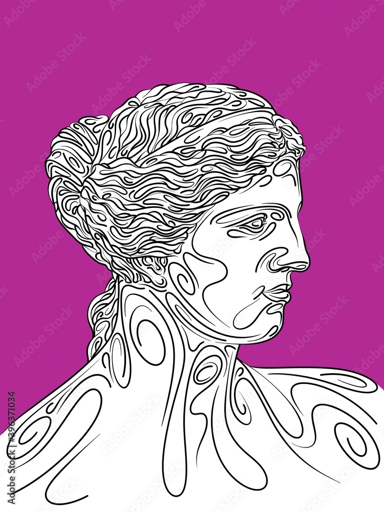 Drawing of Venus sculpture. Modern art. Graphic, poster. Venus de Milo ...