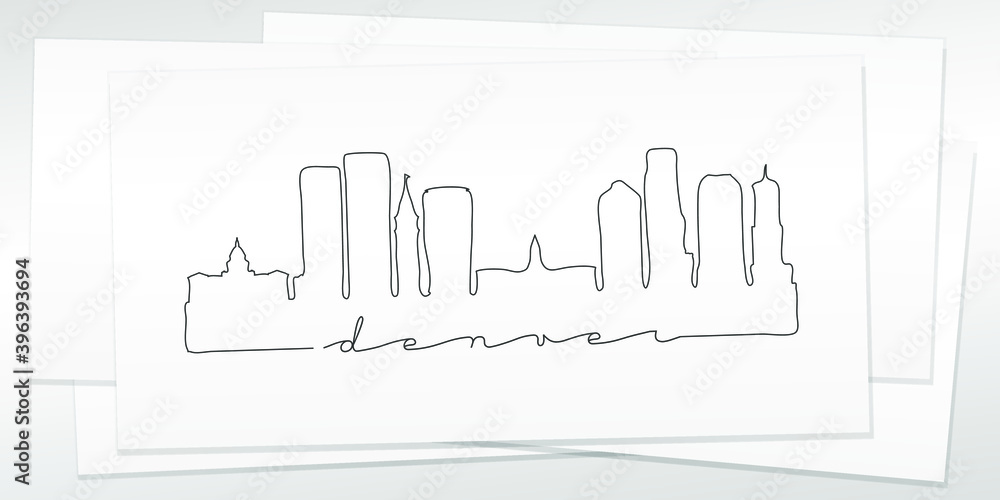 Denver, CO, USA Doodle Skyline Hand Drawn. City One Line Art ...