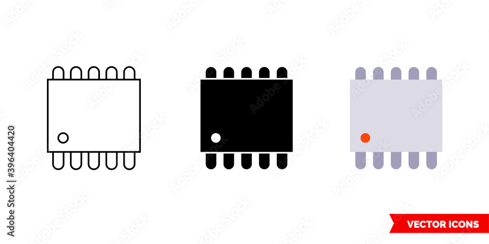 BIOS icon of 3 types color, black and white, outline. Isolated vector ...