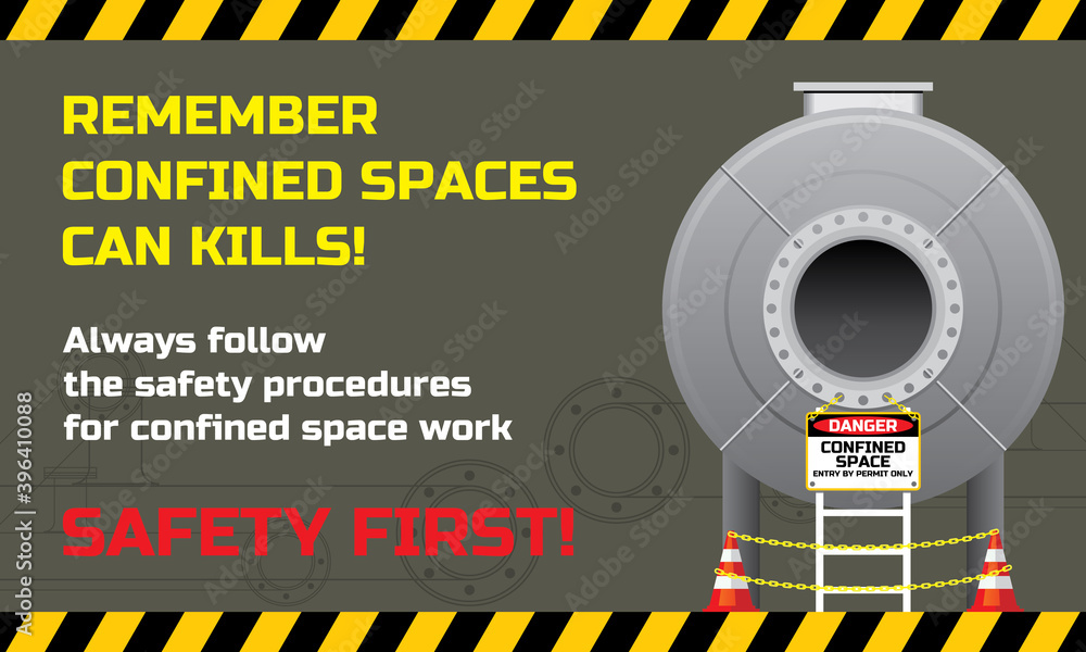 Poster Confined space illustration banner design vector – Wall Art ...