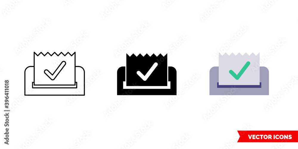 Transaction approved icon of 3 types color, black and white, outline ...