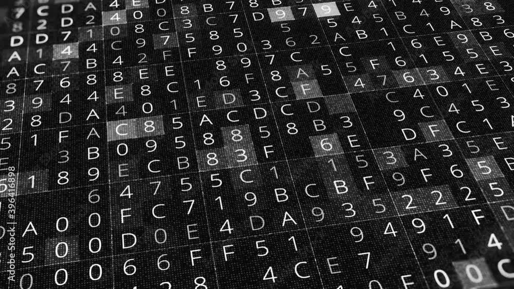Background of changing numbers and letters. Animation. Black and white ...