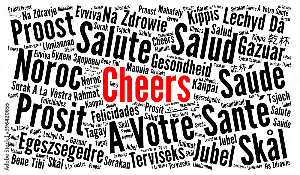 Cheers word cloud concept in different languages Stock Illustration ...