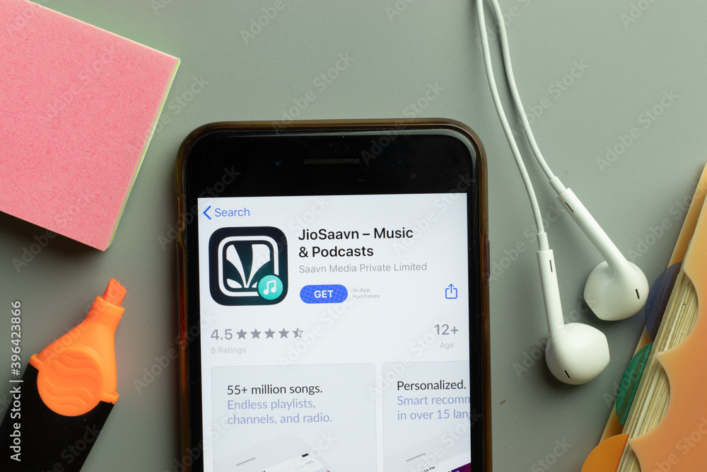New York, USA - 1 December 2020: JioSaavn mobile app icon on phone ...