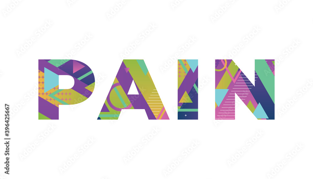 Pain Concept Retro Colorful Word Art Illustration Stock Vector | Adobe ...