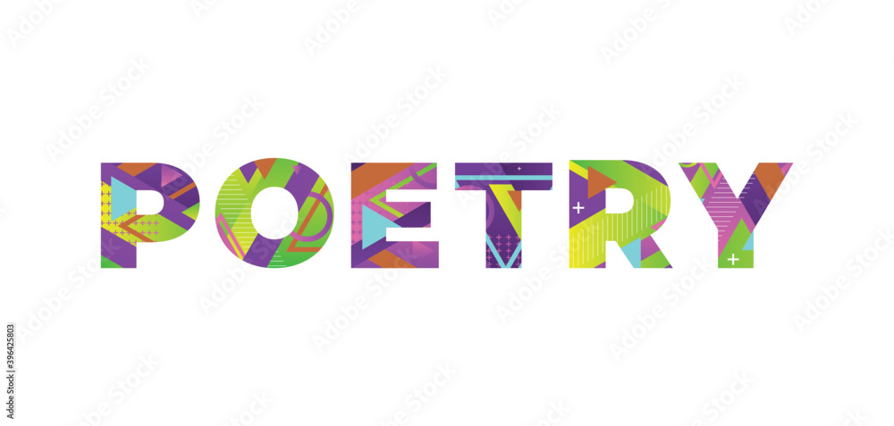 Poetry Concept Retro Colorful Word Art Illustration Stock Vector ...