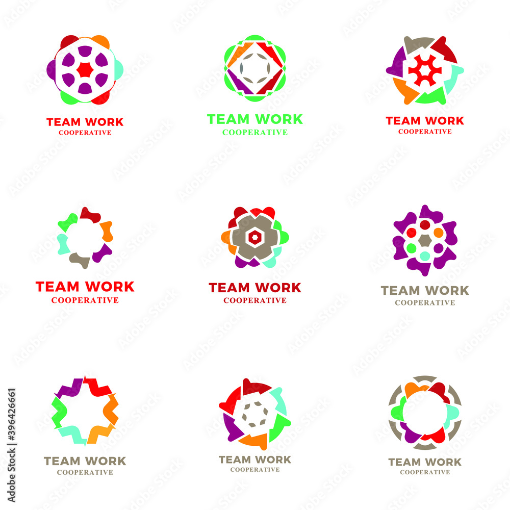 set of cooperative icons or sharing icons or working together Stock ...