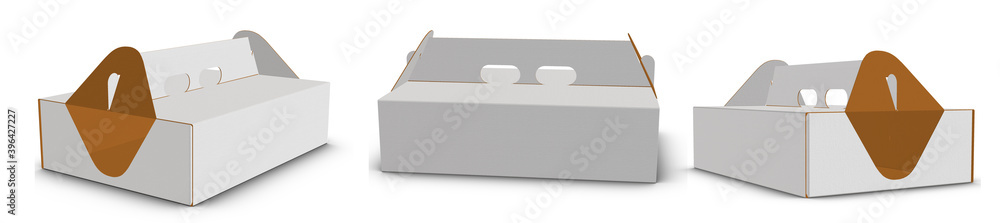 3D rendering - High resolution image white custom carrier box template ...