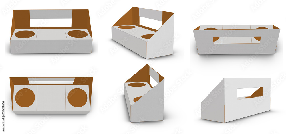 3D rendering - High resolution image white custom carrier box template ...