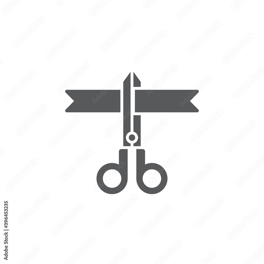 grand opening icon, color, line, outline vector sign, linear style ...