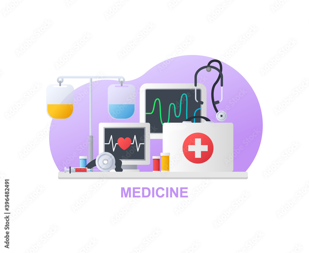 Concept of medicine illustration. Illustration of different medicine ...