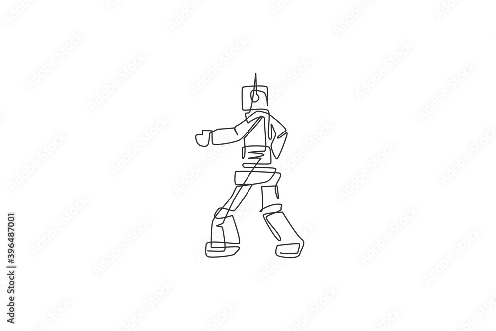 One continuous line drawing of smart robot, artificial intelligence ...