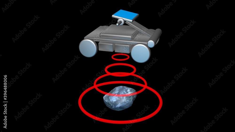 Ground penetrating radar GPR scanning earth. GPR emits scan signals to ...