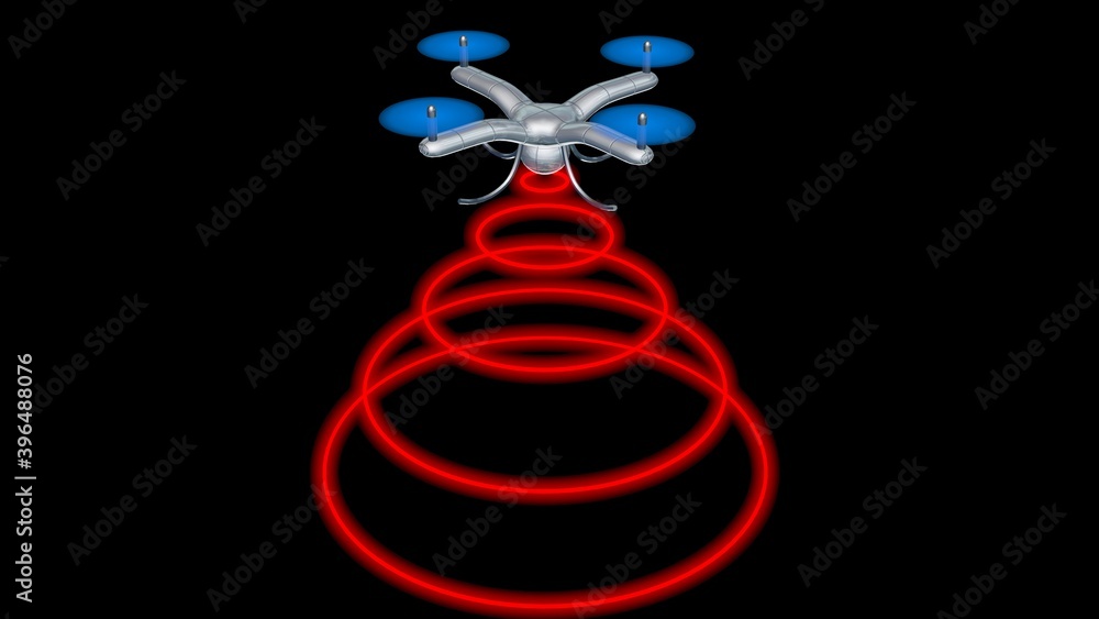 Ground penetrating radar Drone GPR scanning earth. GPR emits scan ...