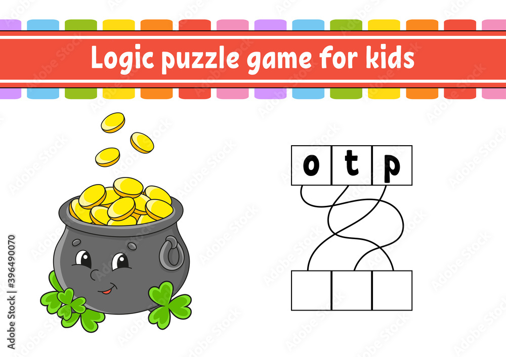 Logic puzzle game. Learning words for kids. Find the hidden name ...
